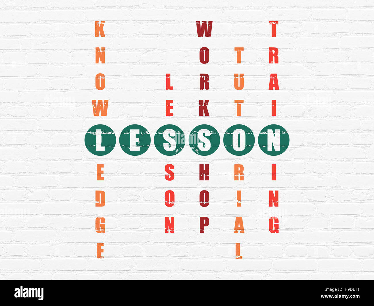 Learning concept: Lesson in Crossword Puzzle Stock Photo - Alamy