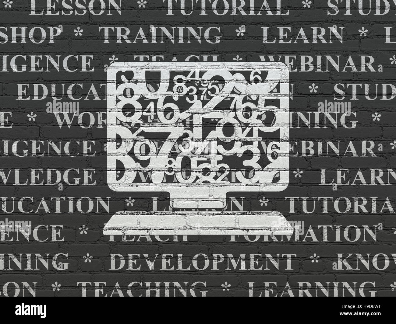 Education concept: Computer Pc on wall background Stock Photo - Alamy
