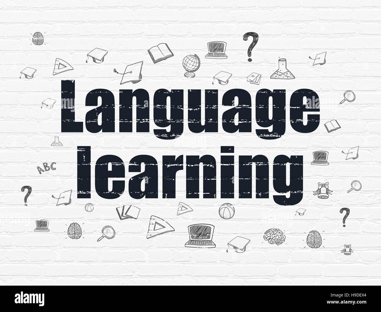 Learning concept: Language Learning on wall background Stock Photo - Alamy