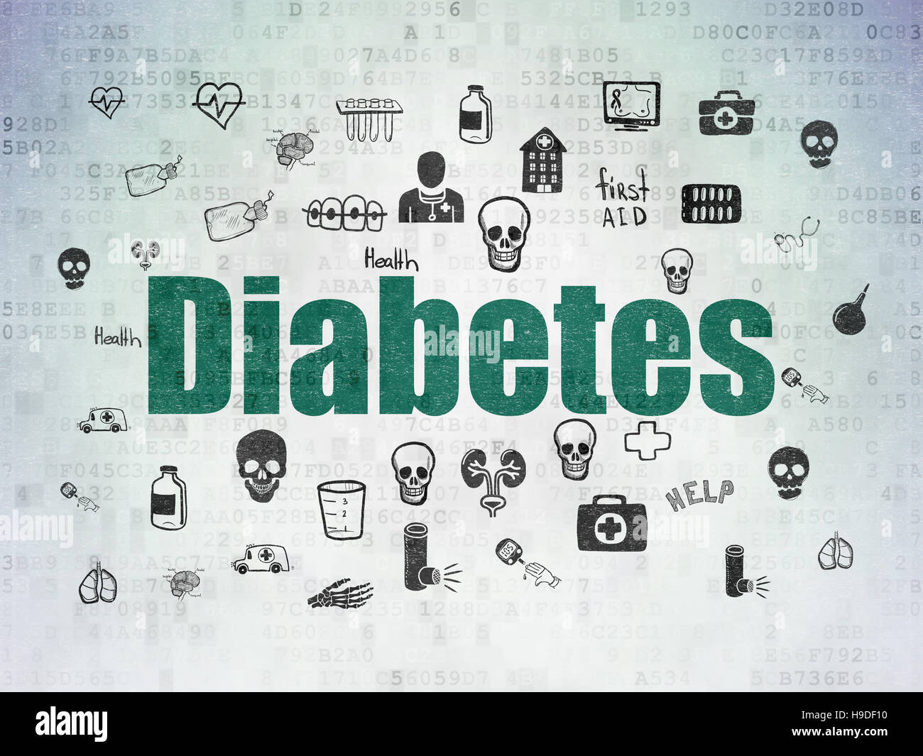 Medicine concept: Diabetes on Digital Data Paper background Stock Photo ...