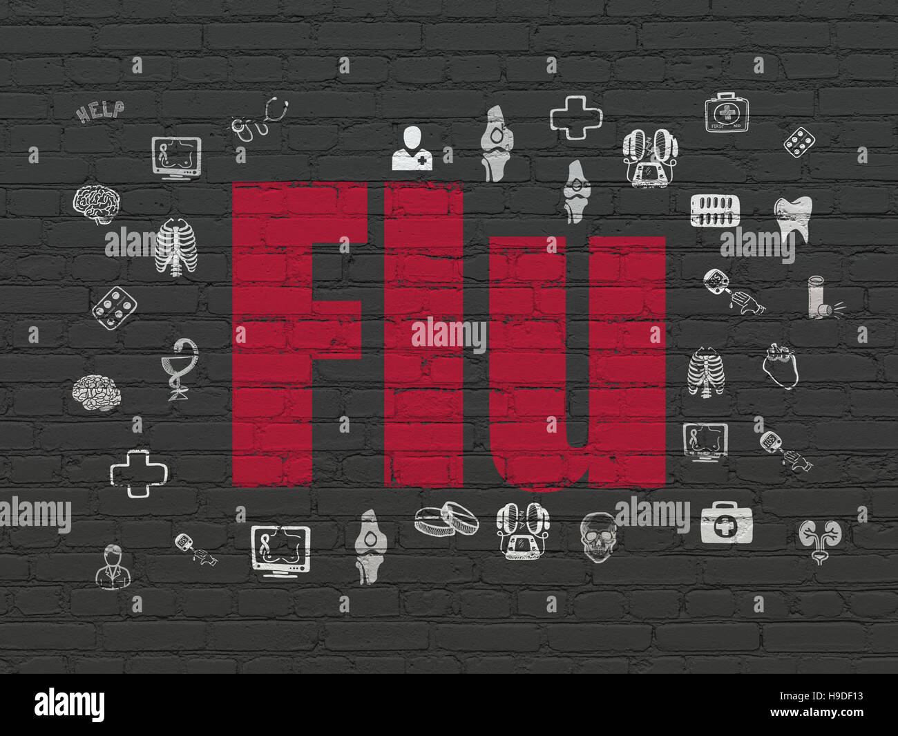 Health concept: Flu on wall background Stock Photo - Alamy