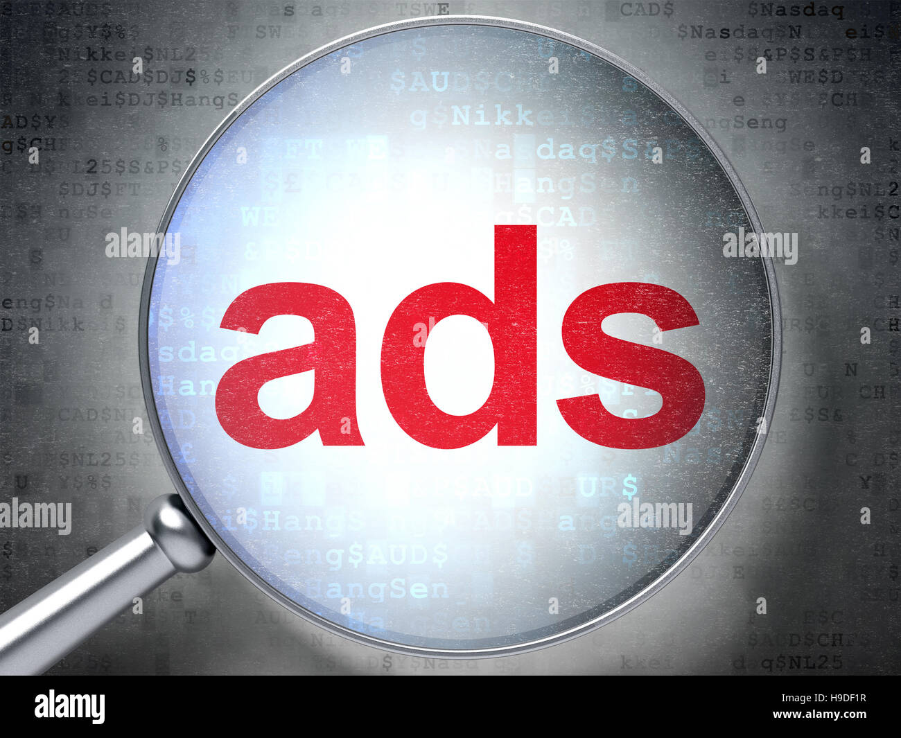 Marketing concept: Ads with optical glass Stock Photo - Alamy