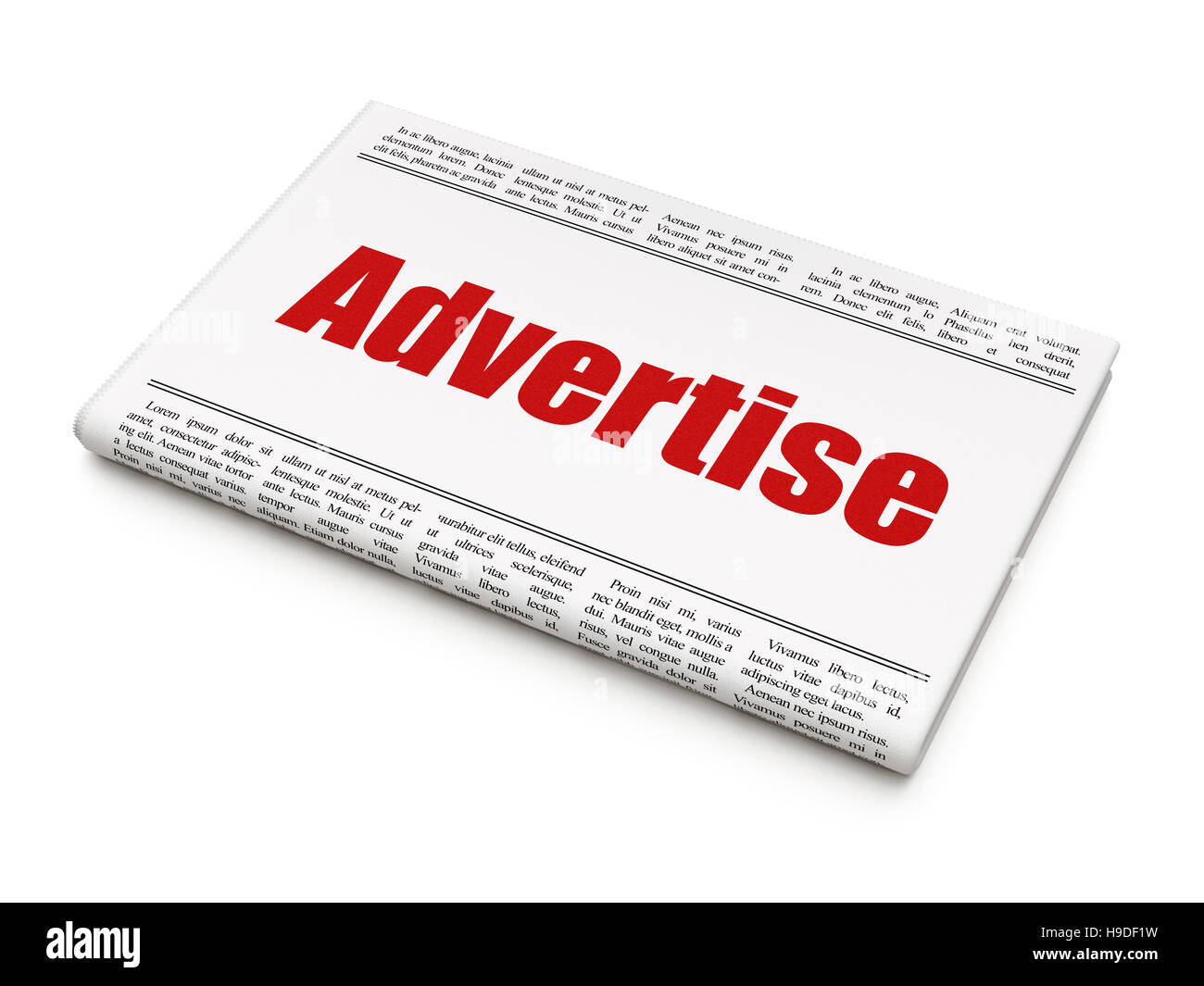 Advertising concept: newspaper headline Advertise Stock Photo - Alamy