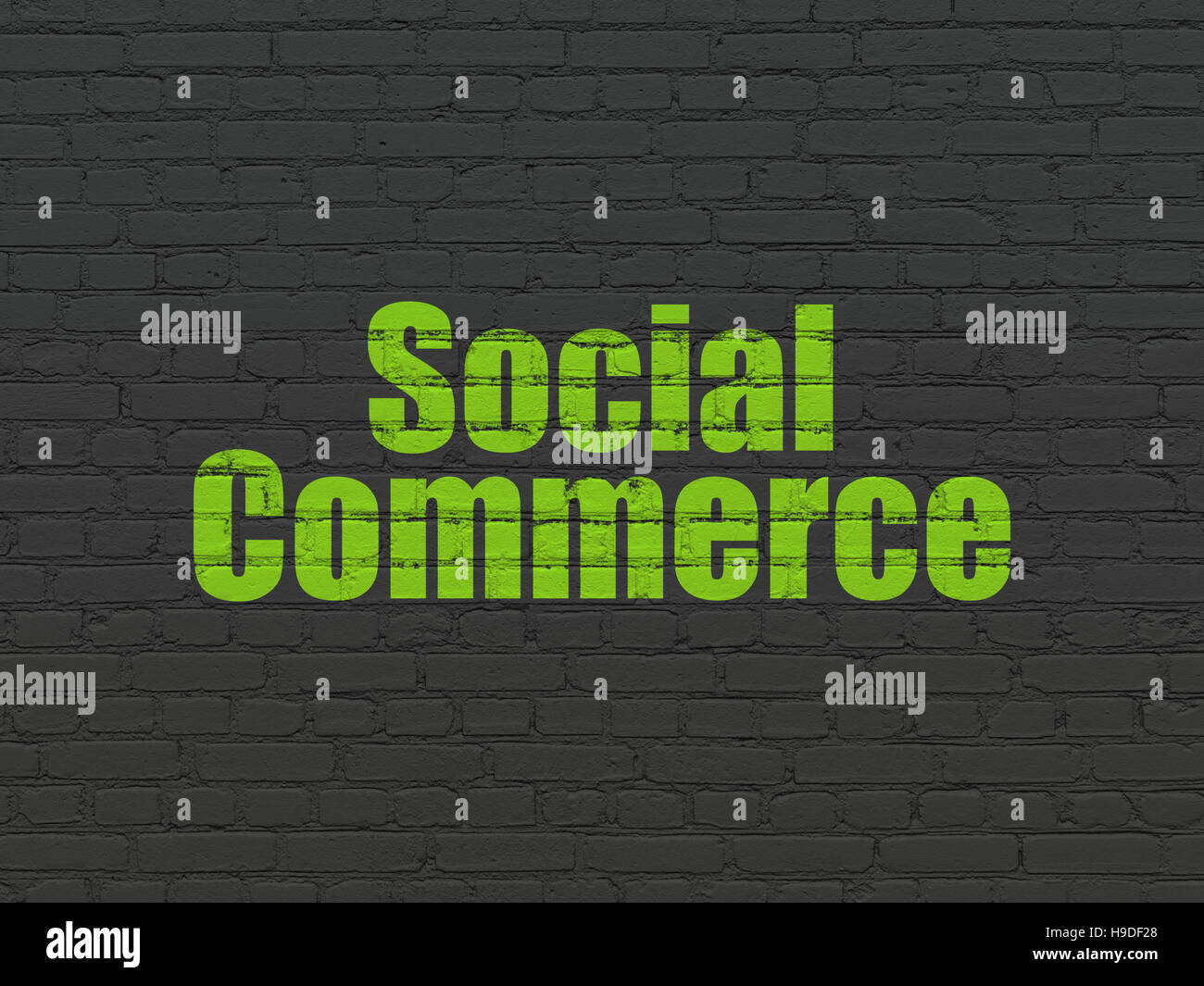 Advertising concept: Social Commerce on wall background Stock Photo - Alamy