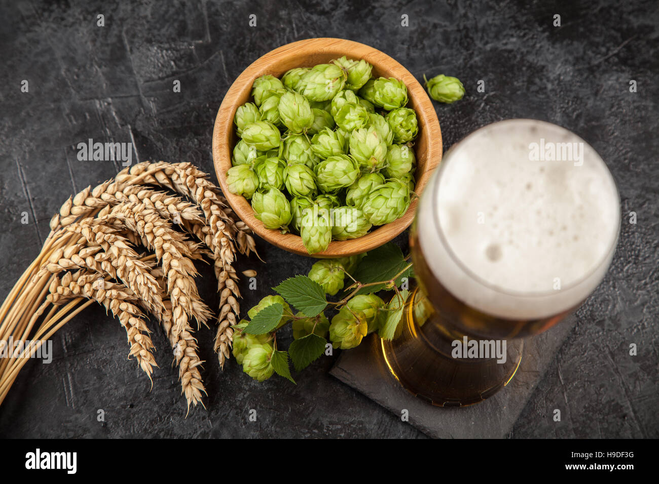 Beer glass on dark background Stock Photo - Alamy