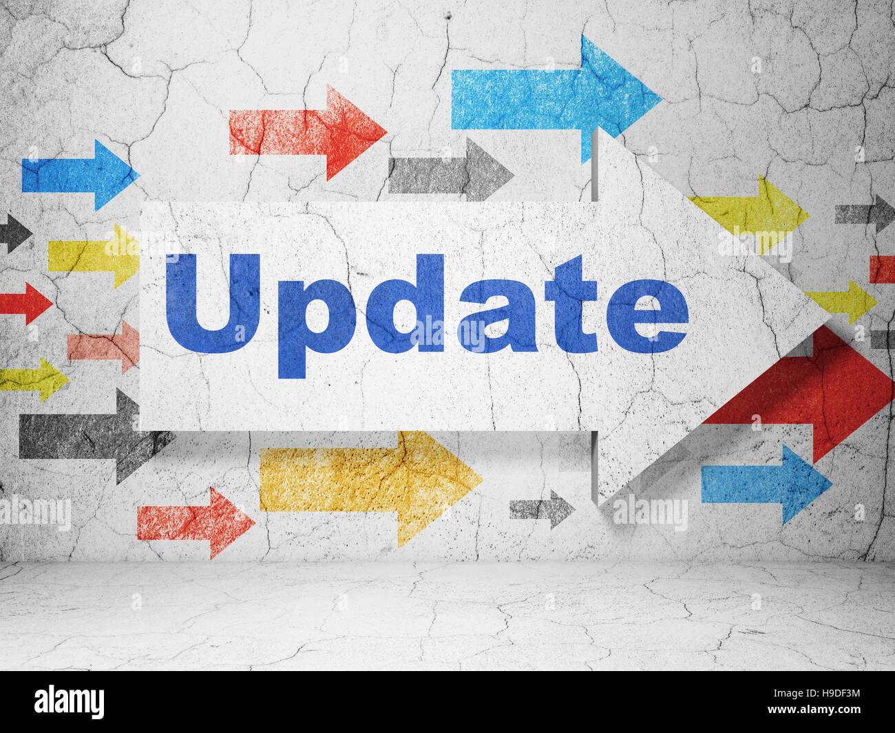 Web design concept: arrow with Update on grunge wall background Stock ...