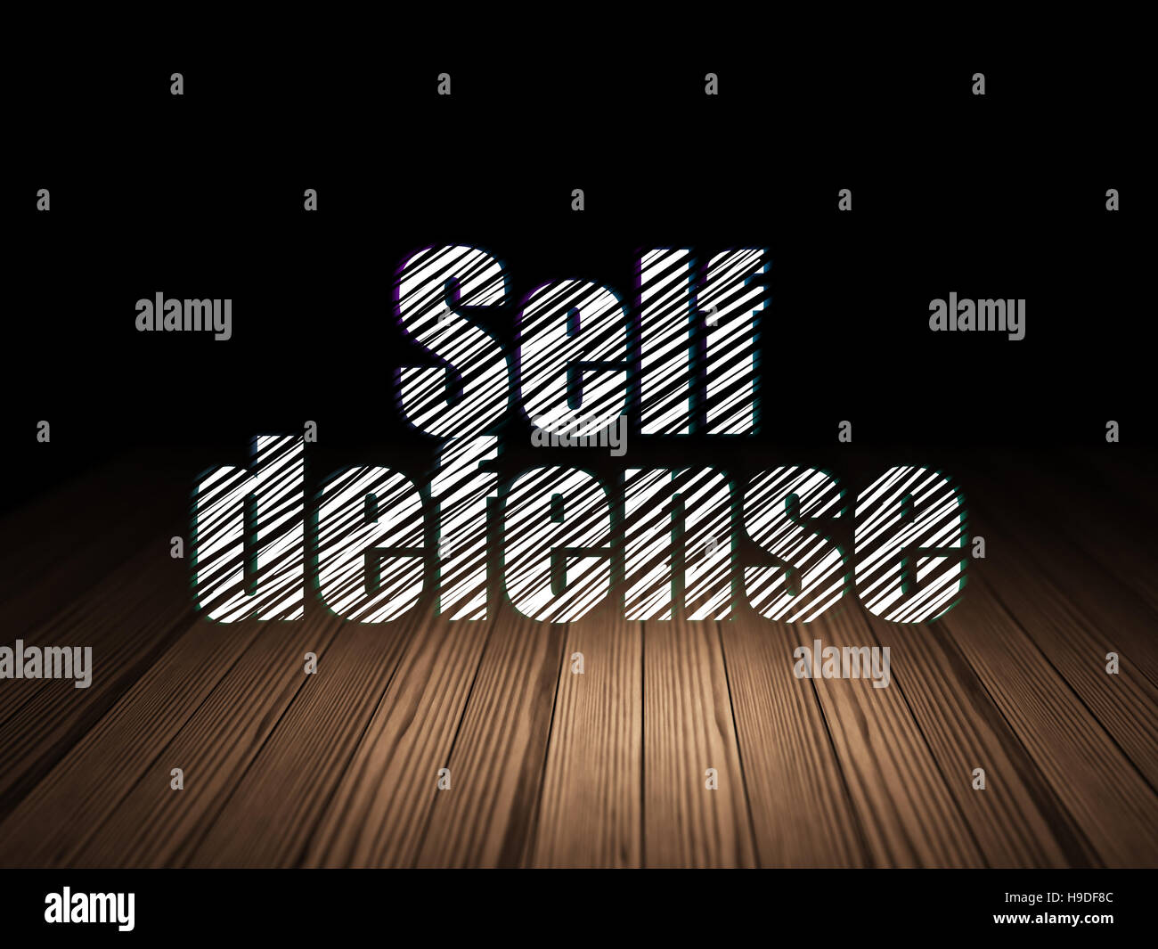 Security concept: Self Defense in grunge dark room Stock Photo - Alamy