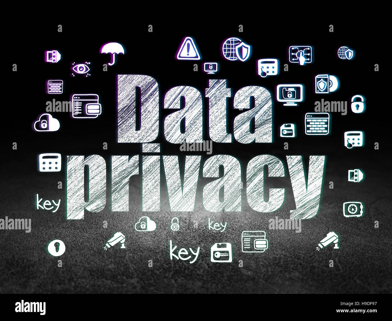 Protection concept: Data Privacy in grunge dark room Stock Photo - Alamy