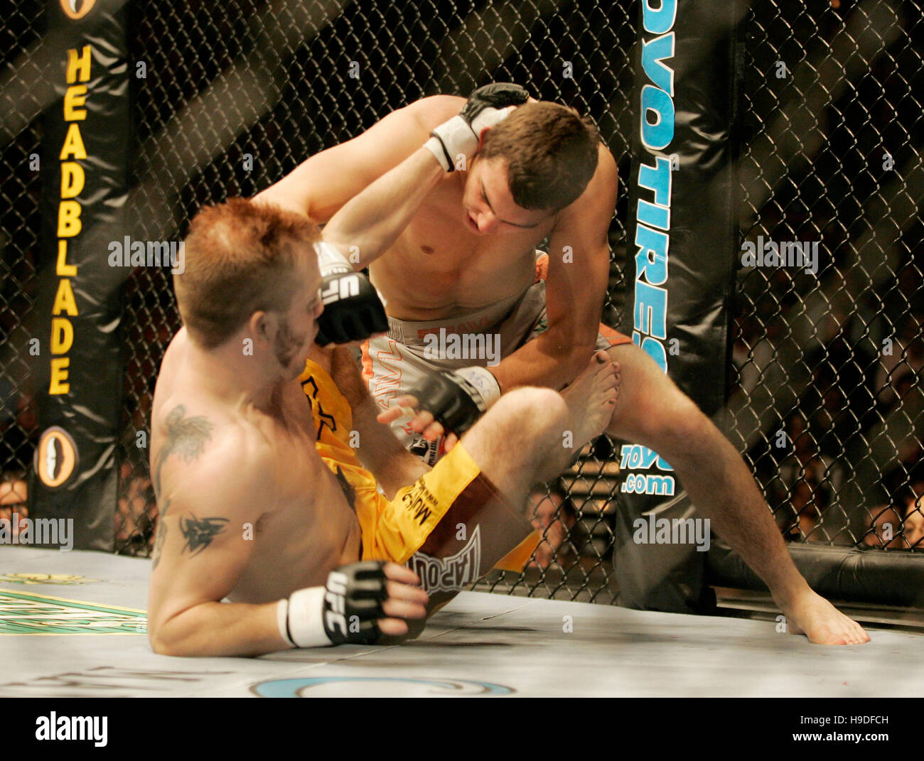 Spencer Fisher, bottom, fights Dan Lauzon at the Ultimate Fighting ...