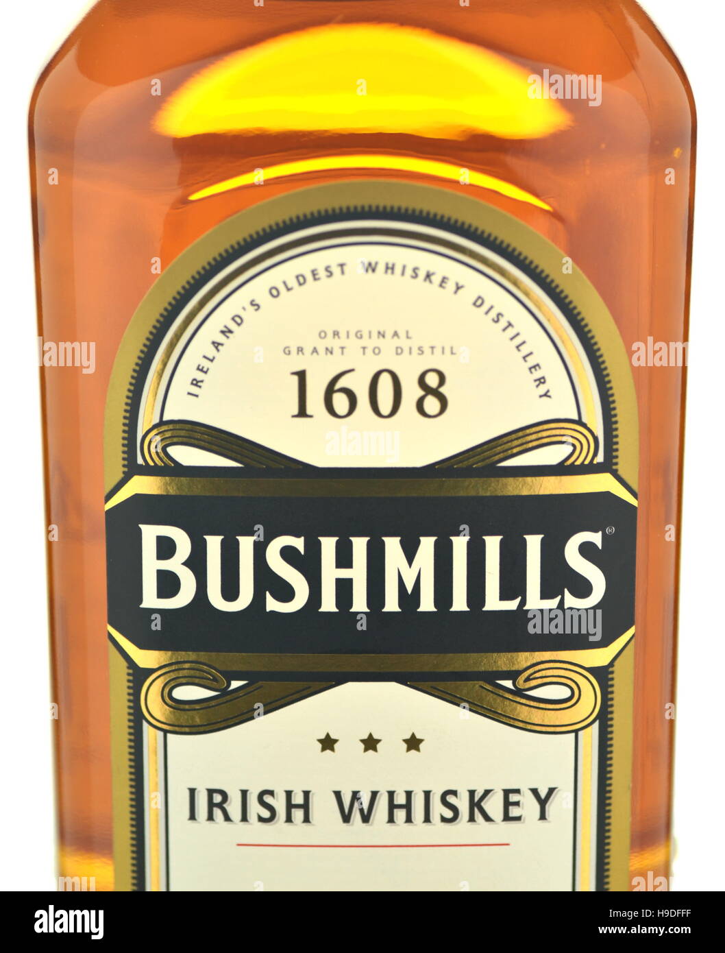 Bushmills irish whiskey isolated on white background. The Old Bushmills ...