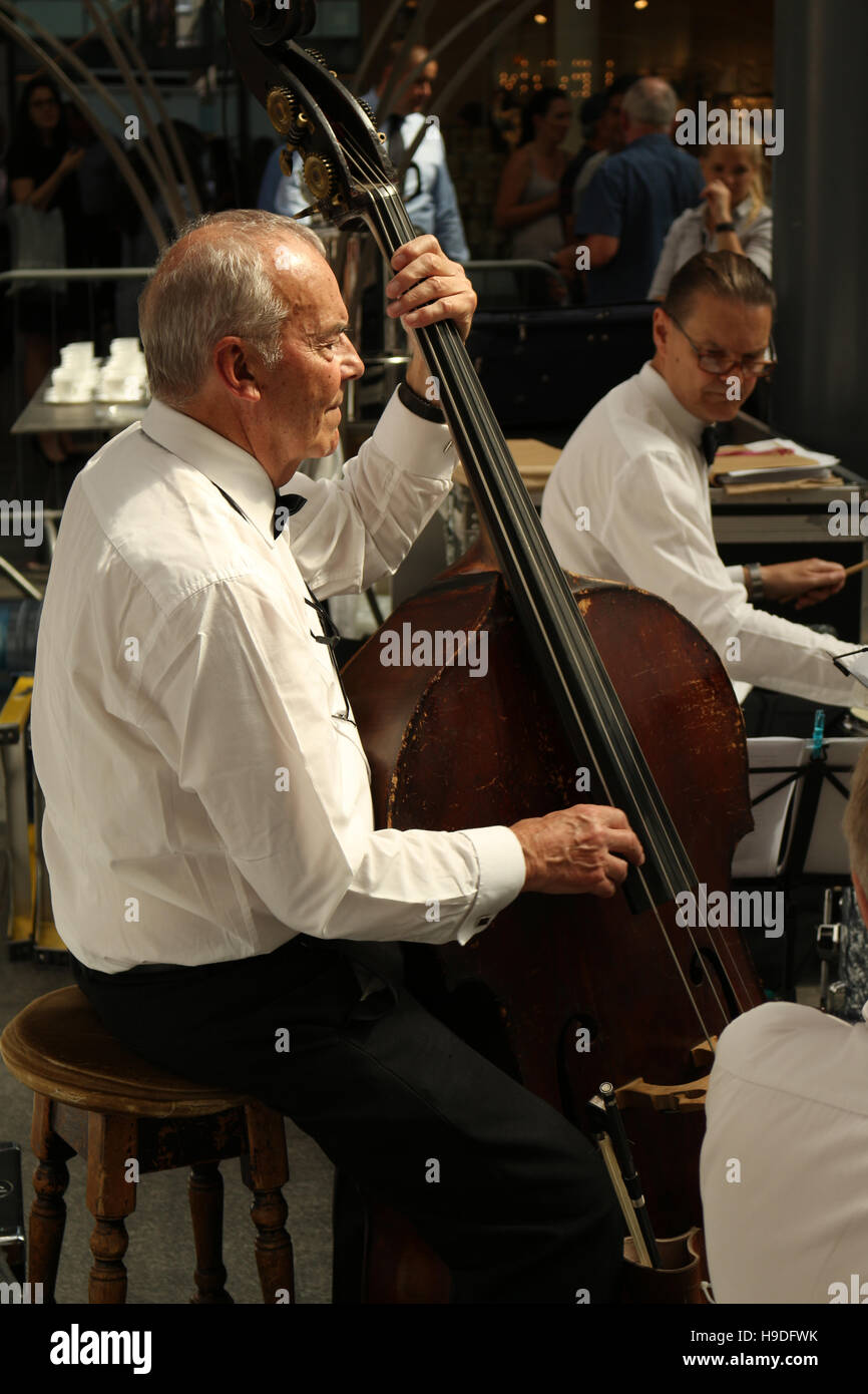 Elderly man playing double bass Stock Photo - Alamy