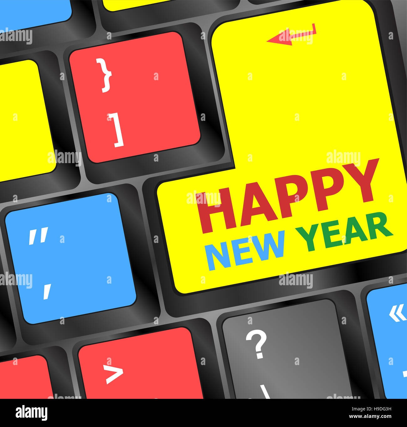 Computer Keyboard with Happy New Year Key Stock Photo - Alamy