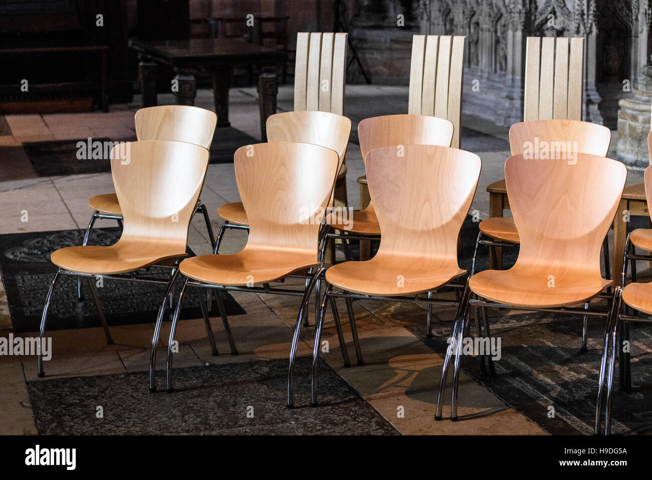 Chairs at the medieval cathedral, Lincoln, England Stock Photo - Alamy