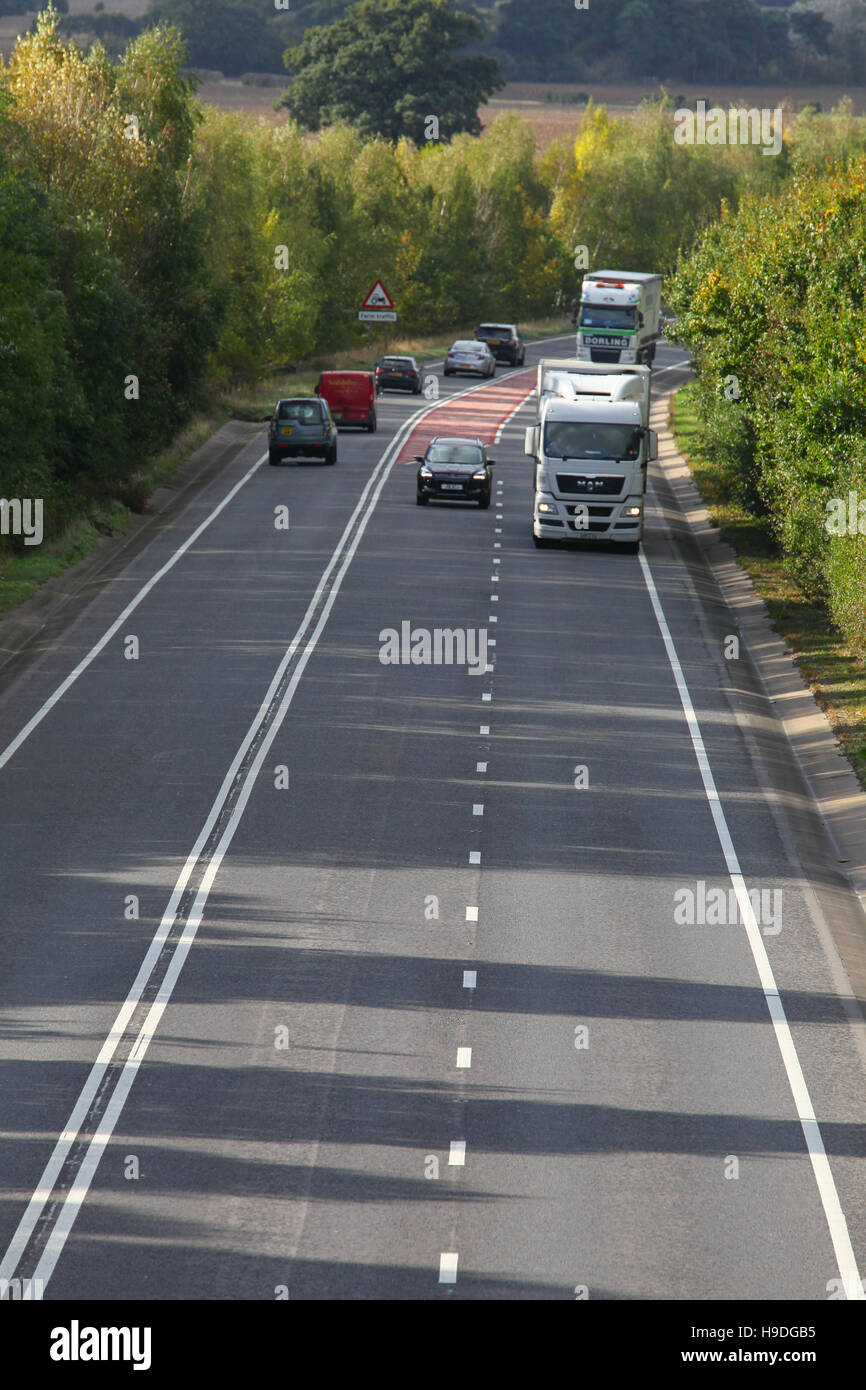 Leadenham A17 bypass vehicle passing HGV's and cars Heavy Goods ...