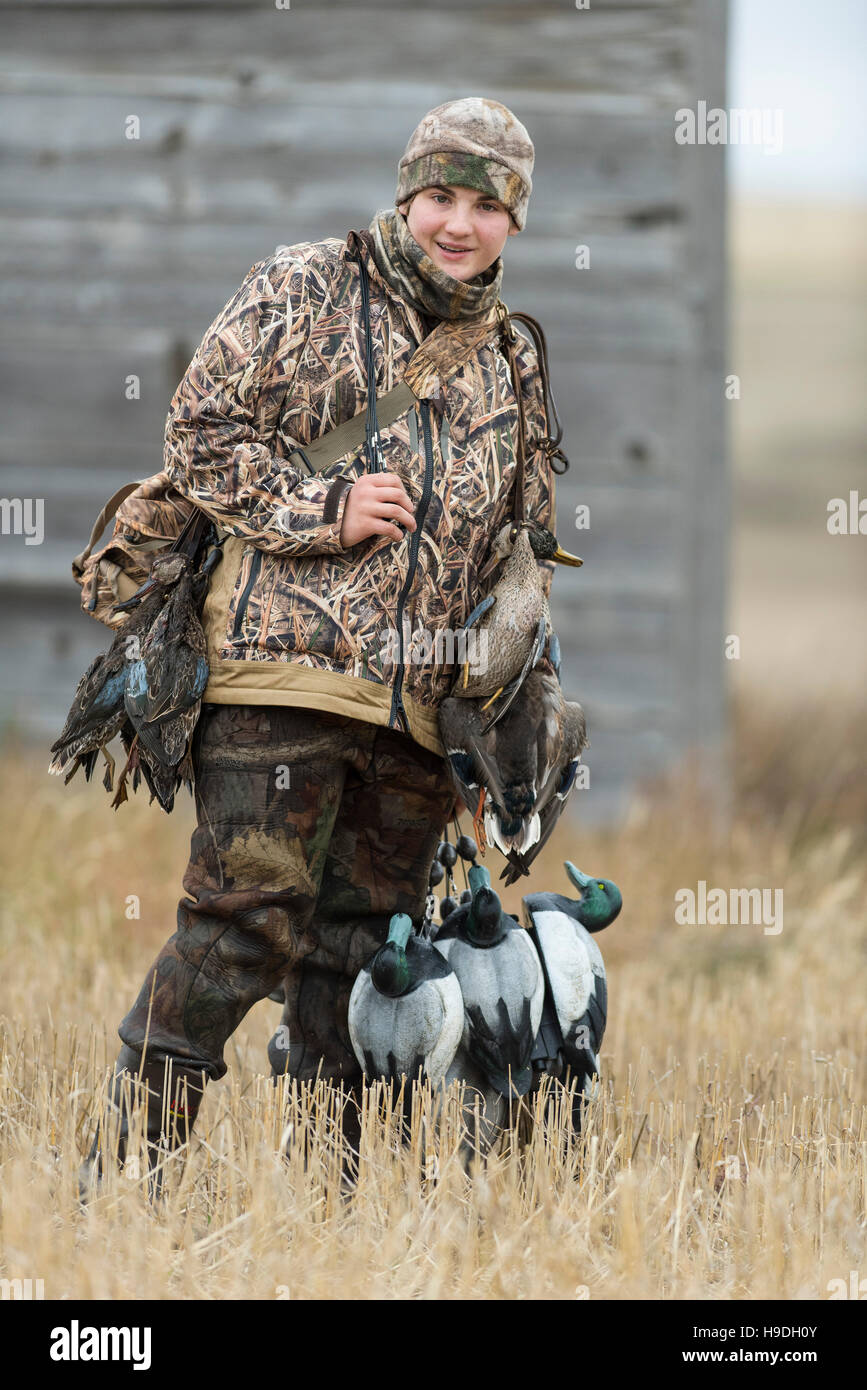 A young duck hunter in North Dakota Stock Photo - Alamy