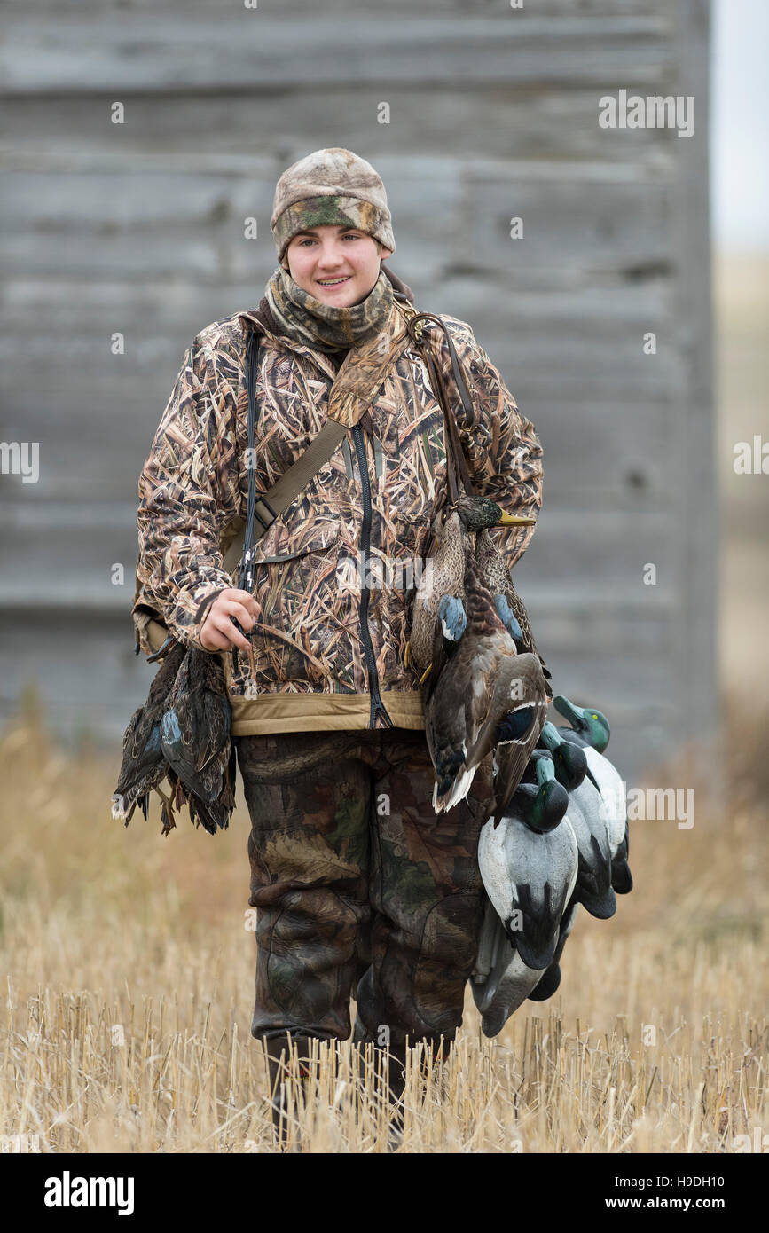 A young duck hunter in North Dakota Stock Photo - Alamy
