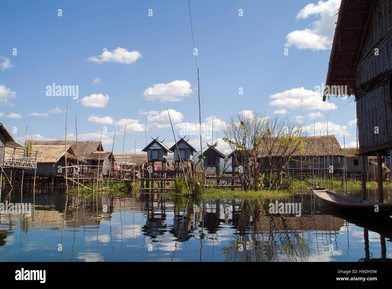Stilt houses in a village on Inle Lake, Myanmar Stock Photo - Alamy