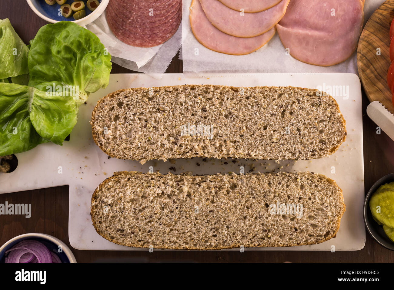 Fresh sub sandwich on multigrain bread Stock Photo - Alamy