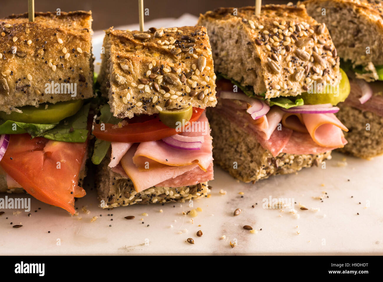 Fresh sub sandwich on multigrain bread Stock Photo - Alamy