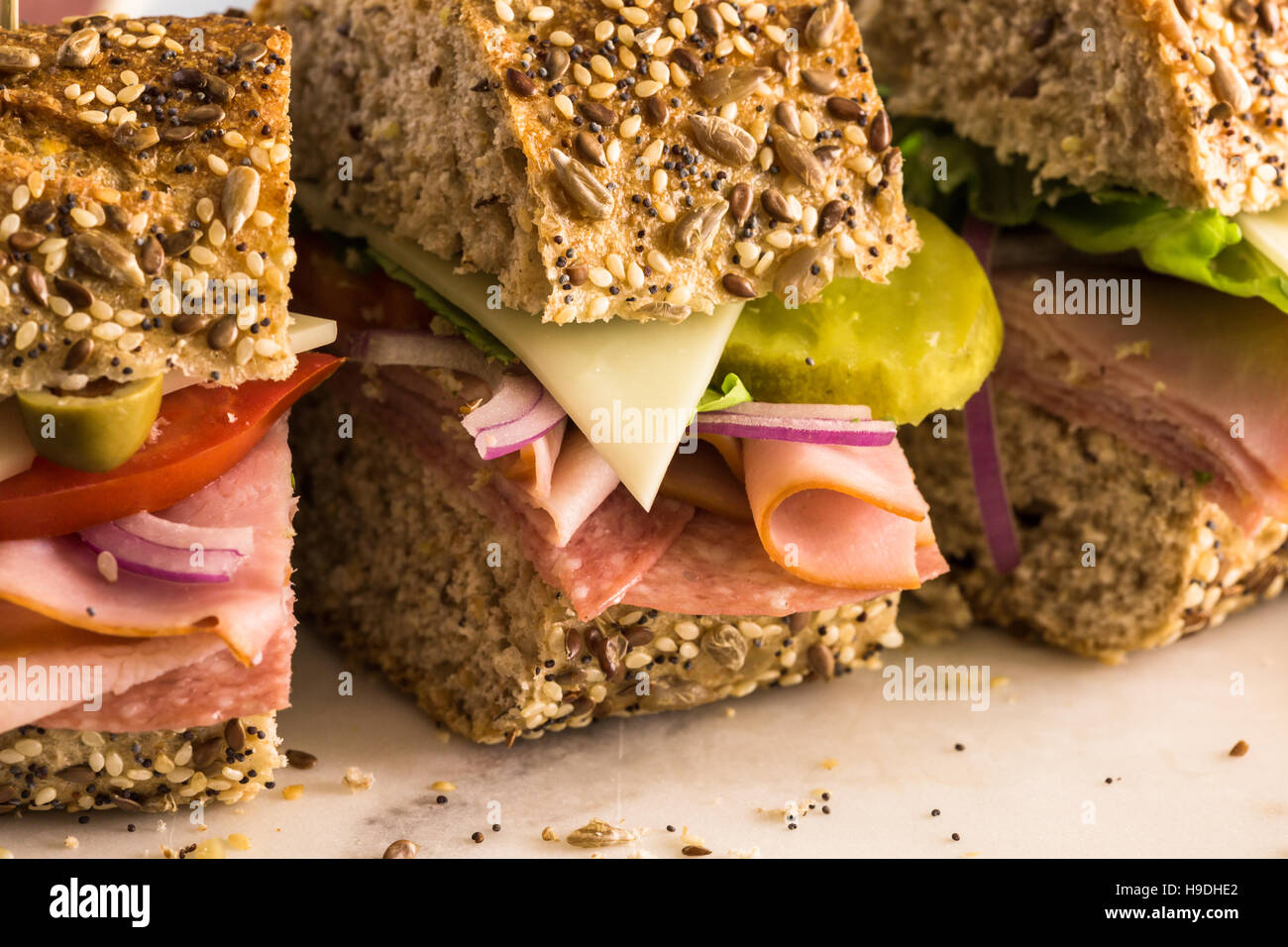 Fresh sub sandwich on multigrain bread Stock Photo - Alamy