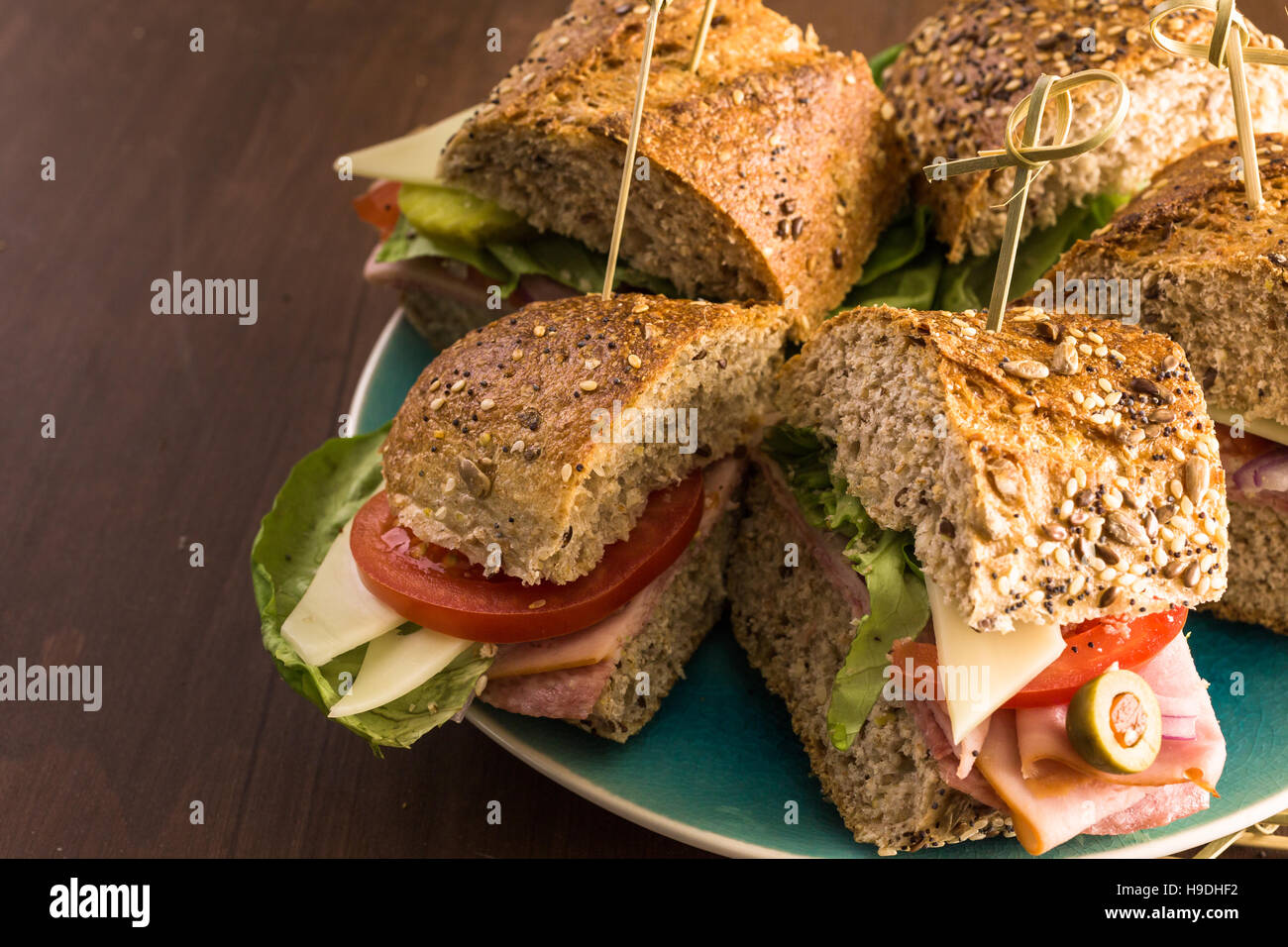 Fresh sub sandwich on multigrain bread Stock Photo - Alamy