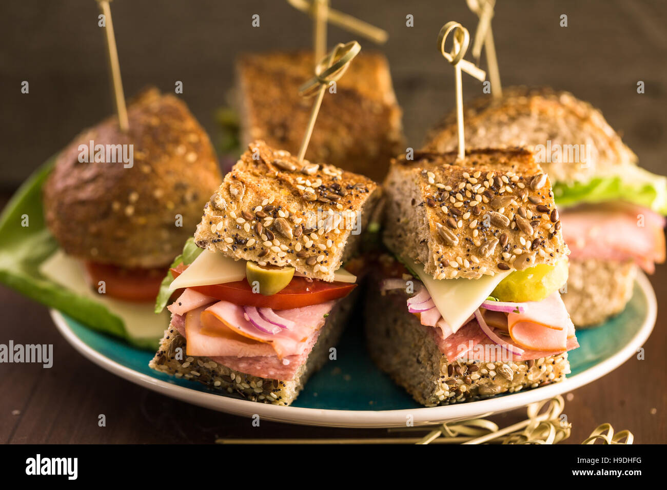 Fresh sub sandwich on multigrain bread Stock Photo - Alamy