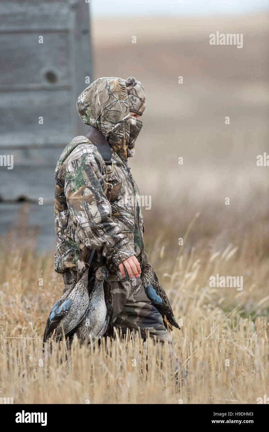 A Young duck hunter with Ducks in North Dakota Stock Photo - Alamy
