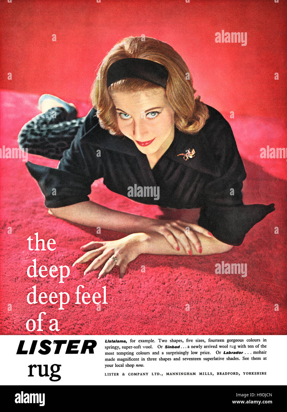 1959 British advertisement for Lister Rugs Stock Photo - Alamy