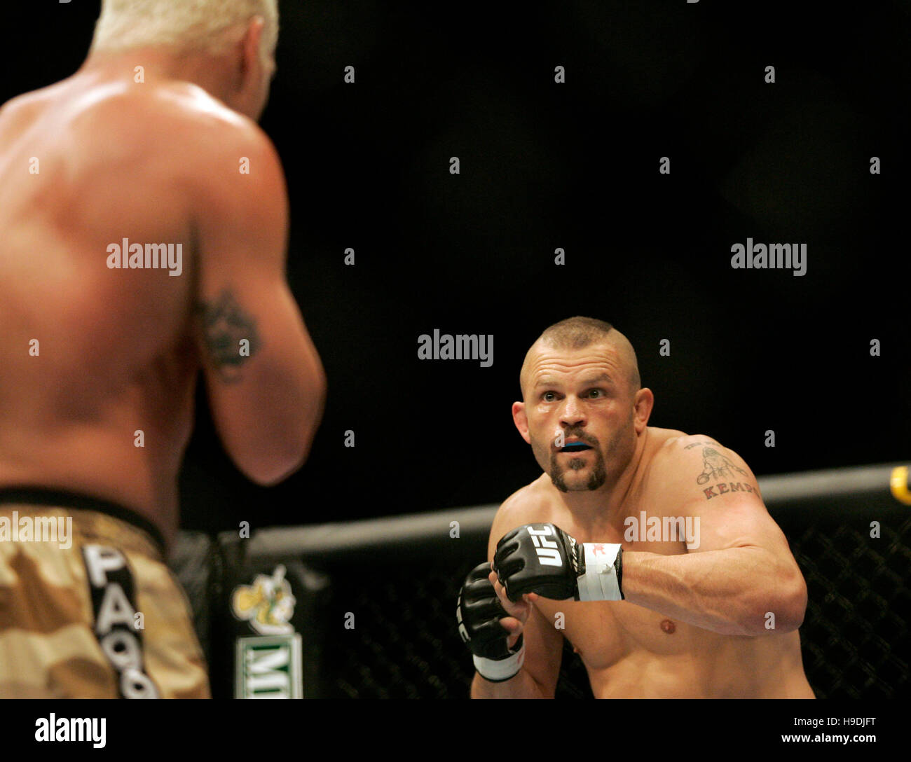 Chuck Liddell, right, fights Tito Ortiz at the Ultimate Fighting ...