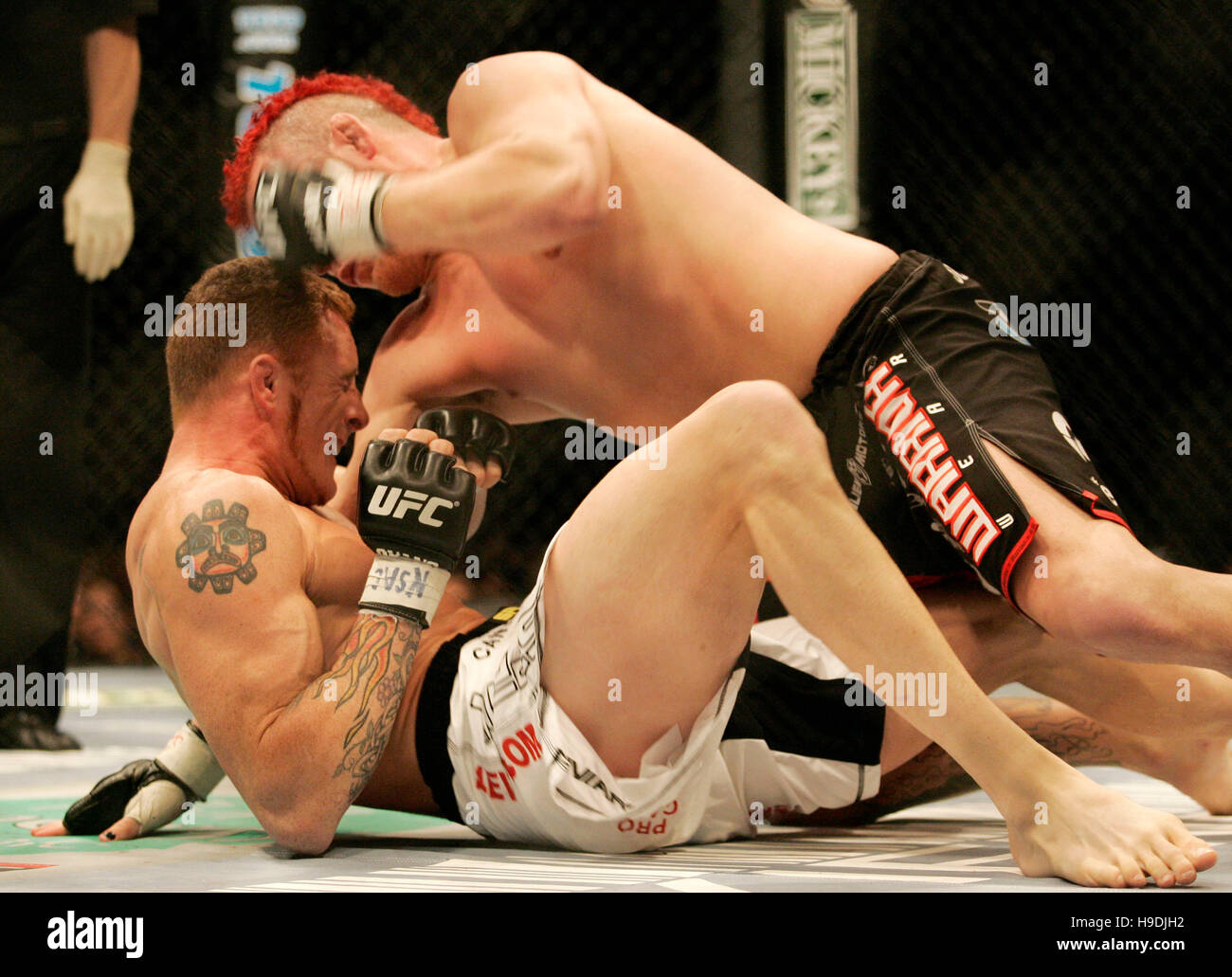 Chris Leben, top, fights Jason MacDonald at the Ultimate Fighting ...
