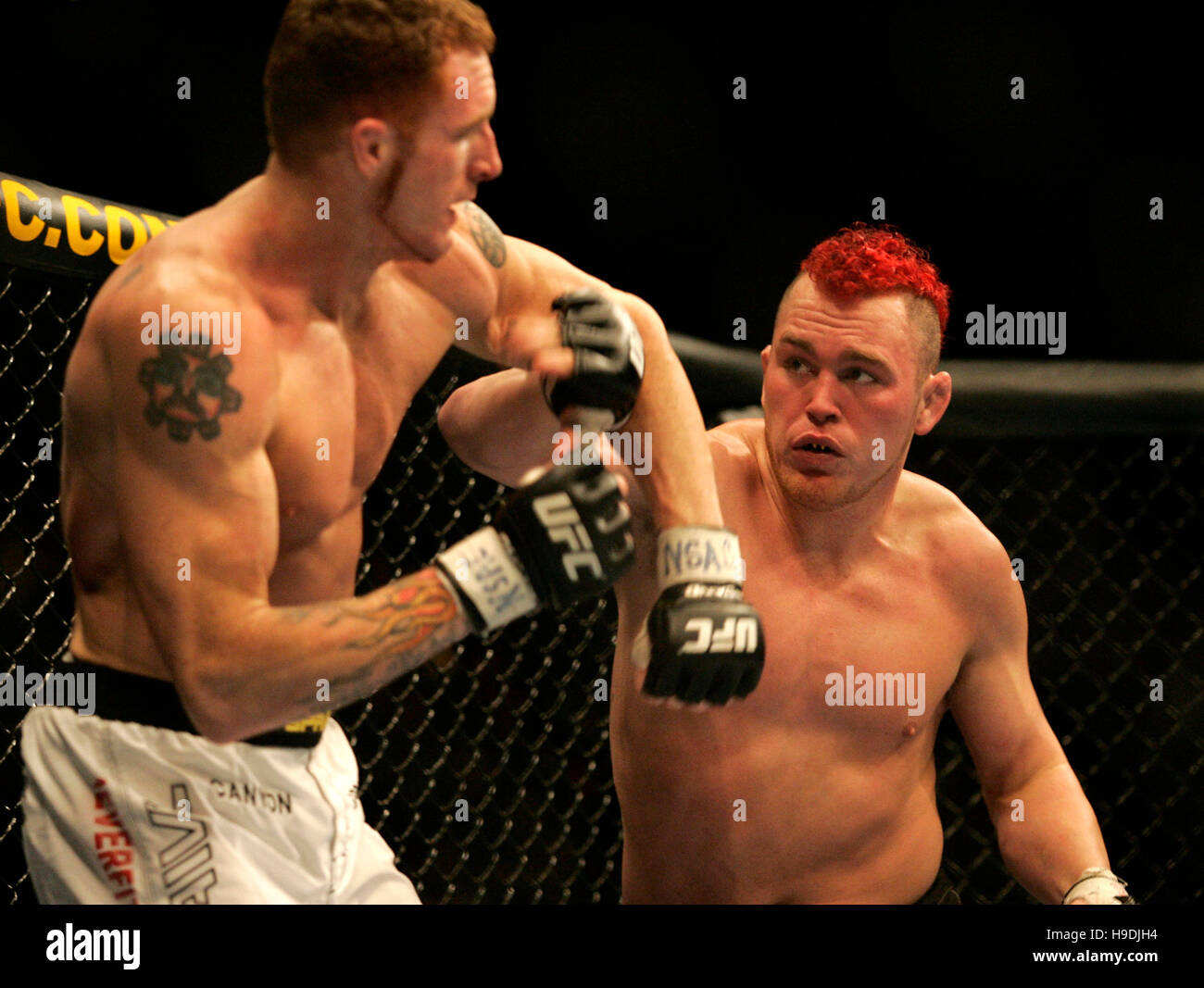 Jason MacDonald, left, fights Chris Leben at the Ultimate Fighting ...