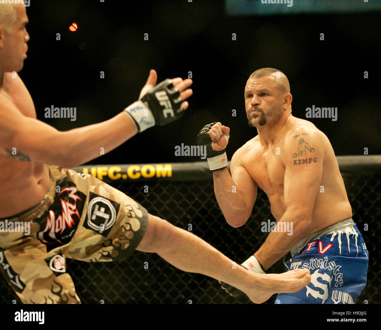 Chuck Liddell, right, fights Tito Ortiz at the Ultimate Fighting ...
