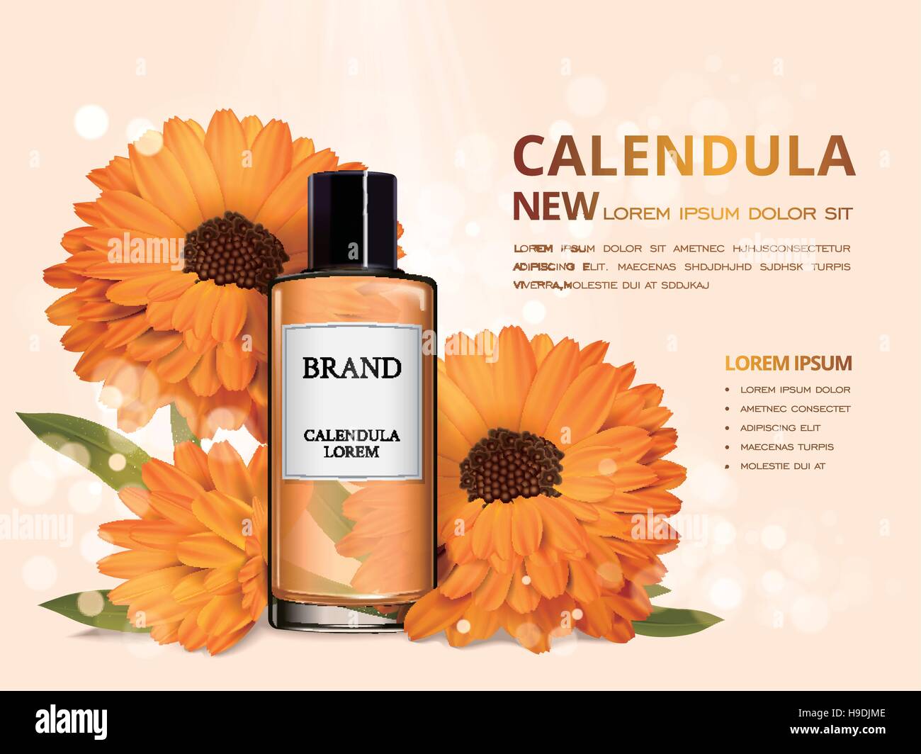 Calendula skin toner ads, 3d illustration cosmetic ads design with ...