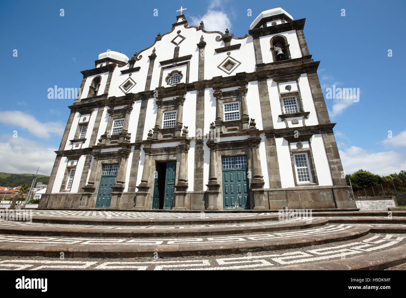 Traditional azores church in Flores island. Nossa Senhora da Conceicao ...