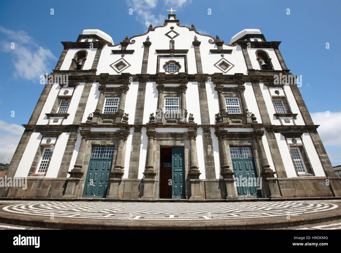 Traditional azores church in Flores island. Nossa Senhora da Conceicao ...