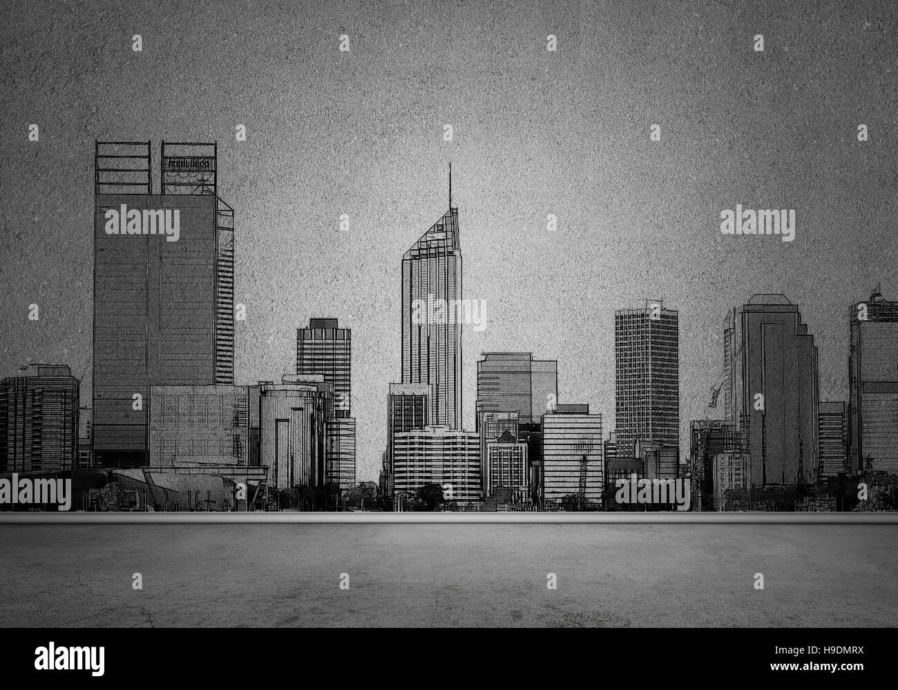 City design on wall Stock Photo - Alamy
