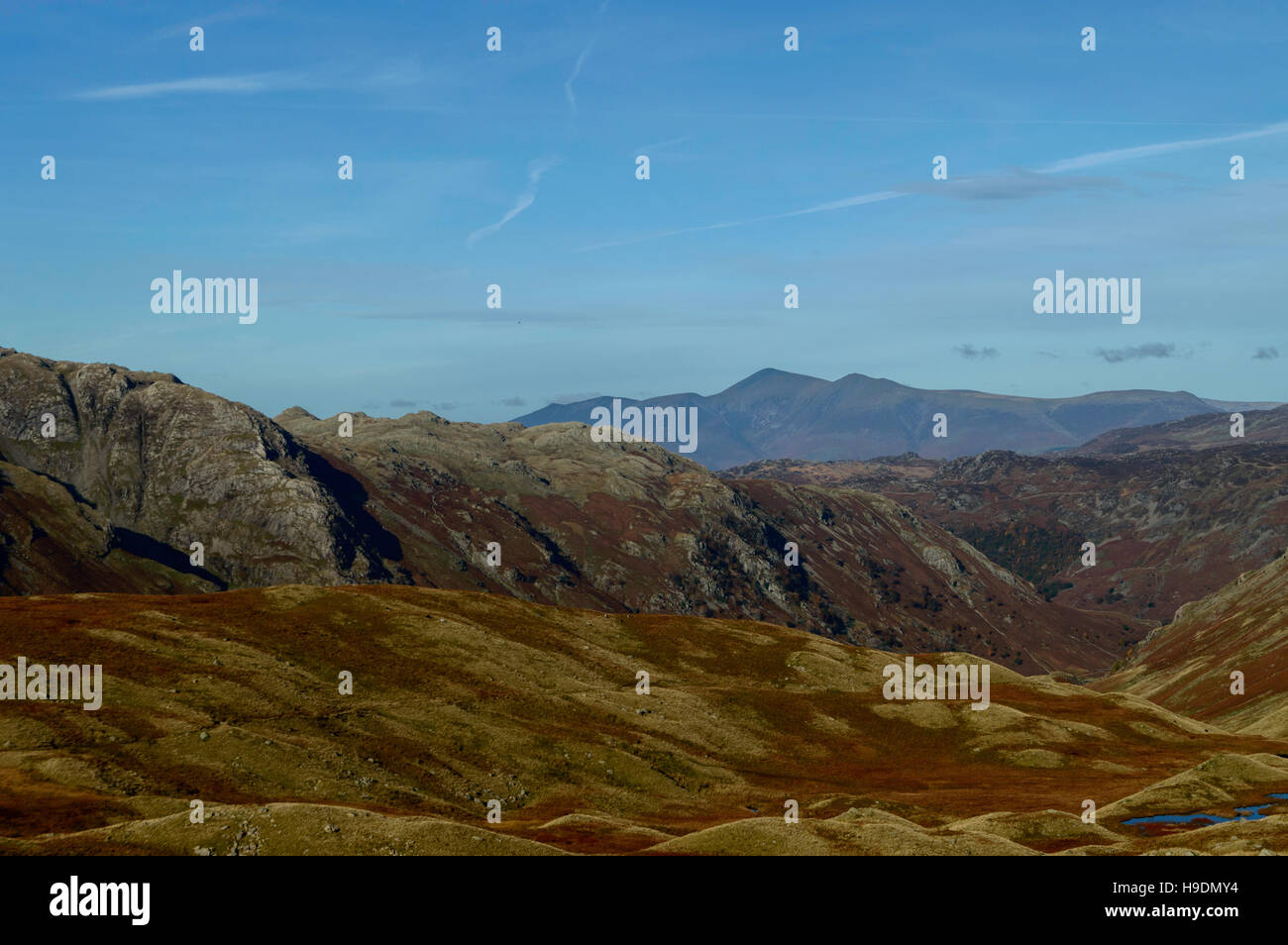 Looking to Skiddaw from Stake Pass in the Lake District National Park ...