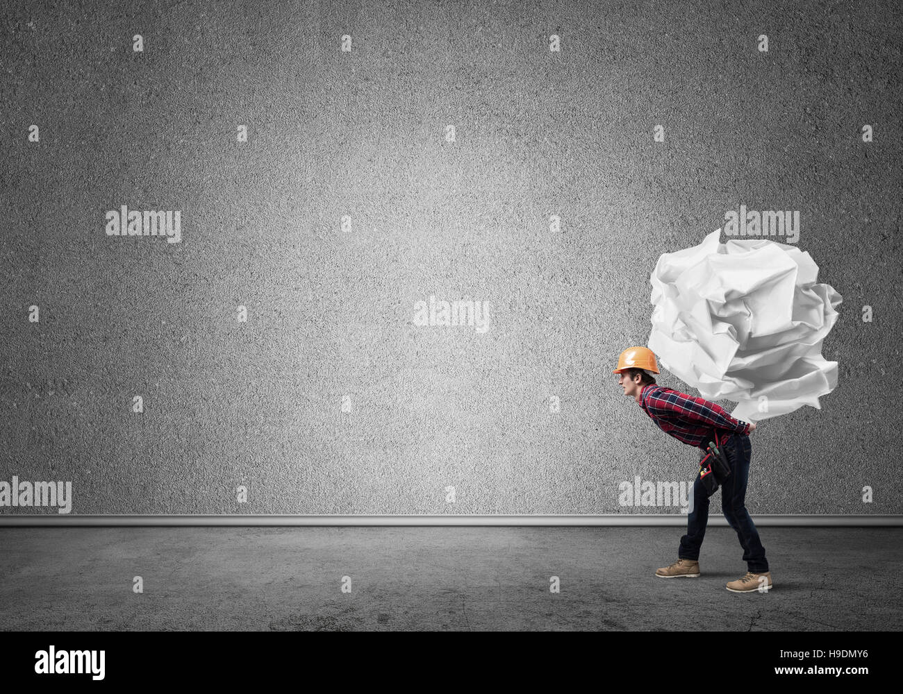 Engineer man carry load Stock Photo - Alamy