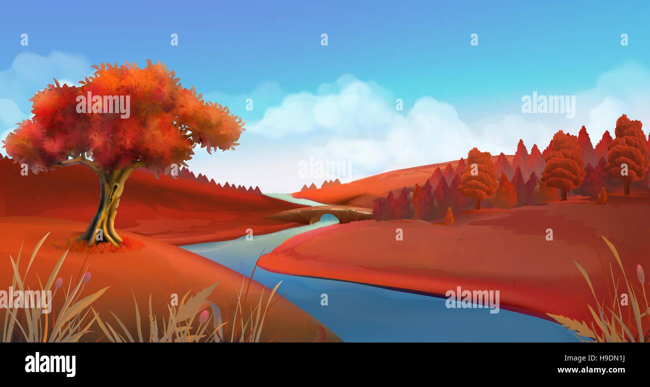 Autumn background. Nature landscape vector graphics Stock Vector Image ...
