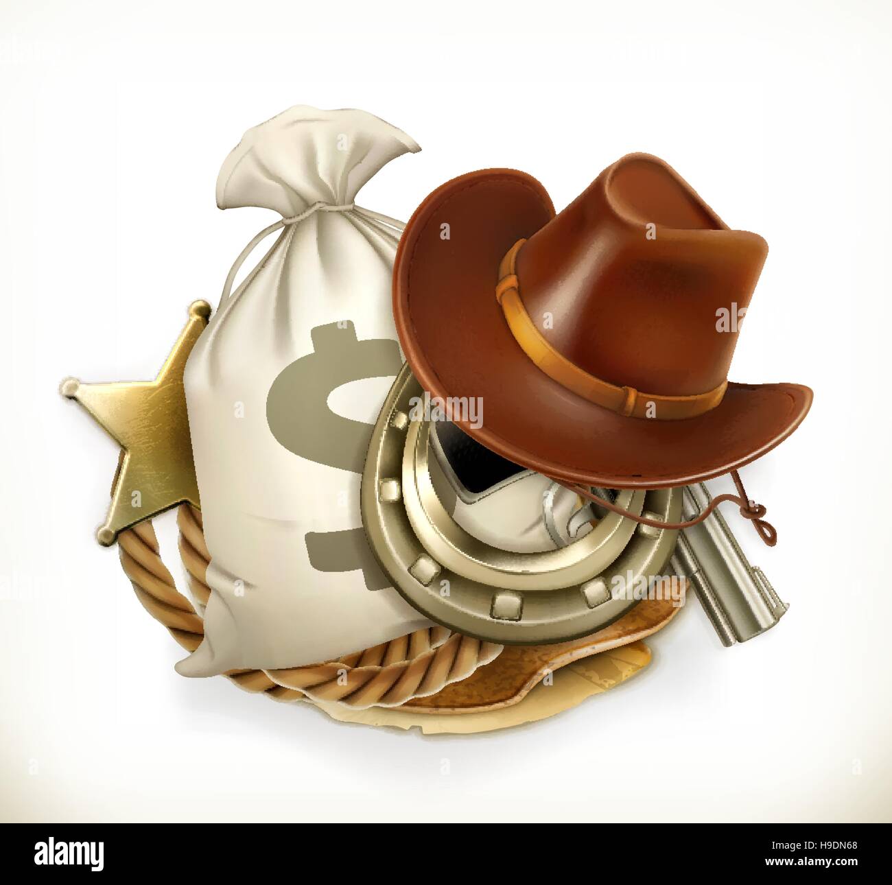 Cowboy Adventure. Game logo. 3d vector emblem Stock Vector Image & Art ...