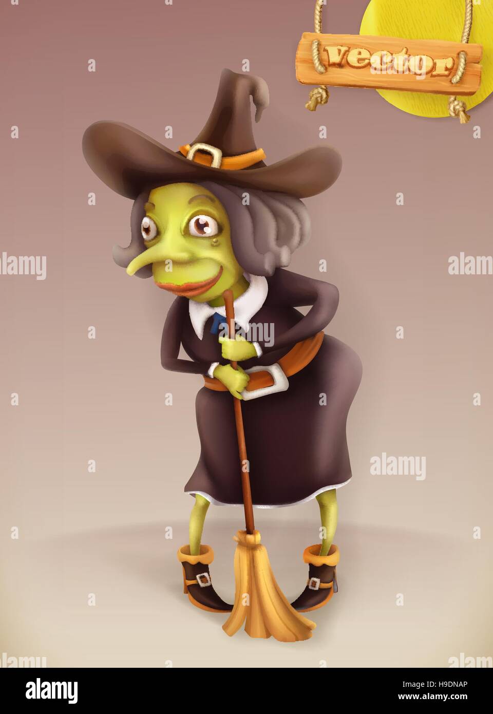 Witch cartoon character. Halloween vector 3d icon Stock Vector Image ...