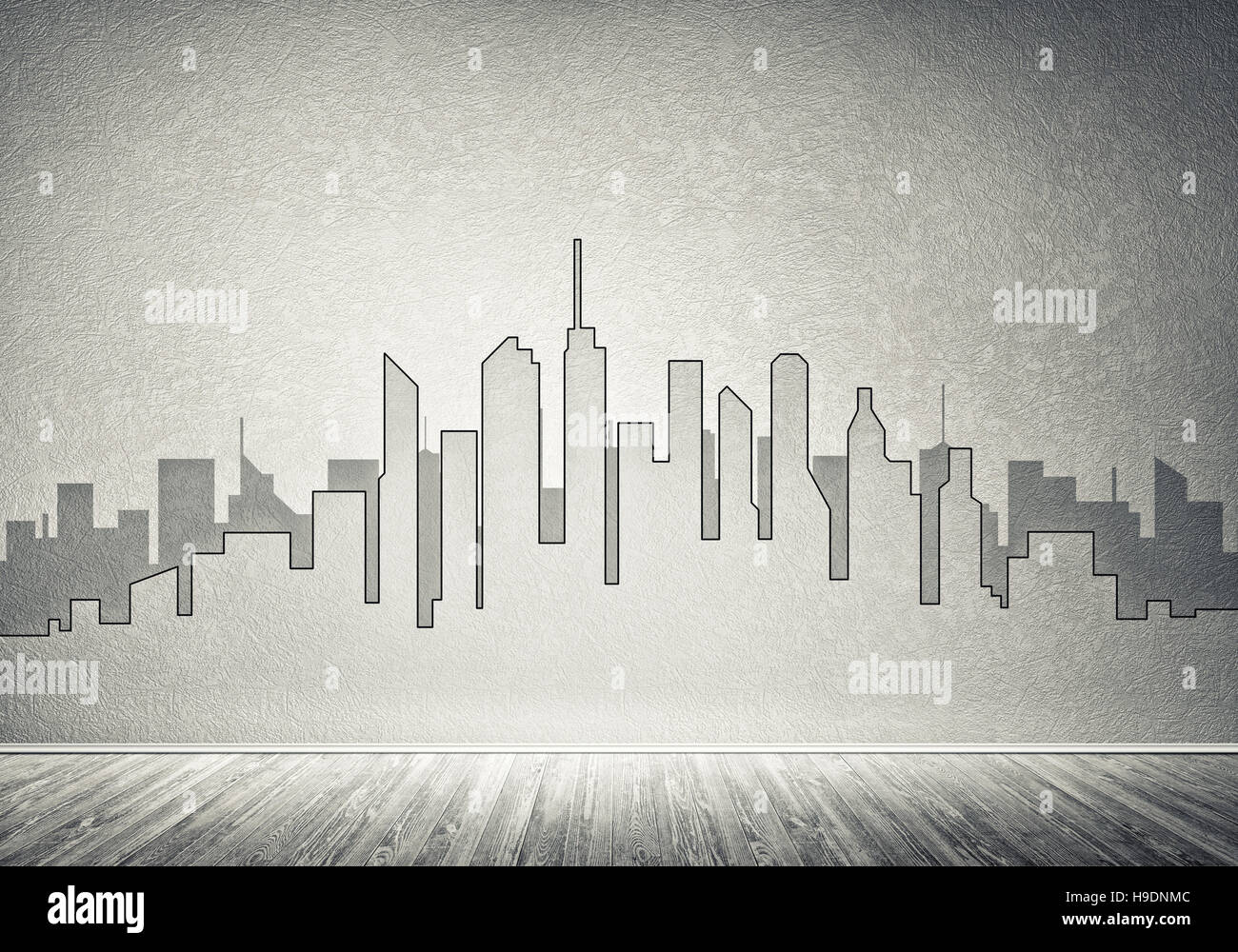 City design on wall Stock Photo - Alamy