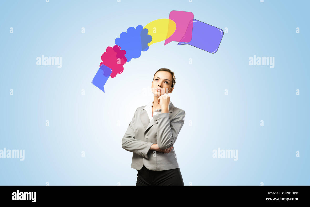 Woman thinking about something Stock Photo - Alamy