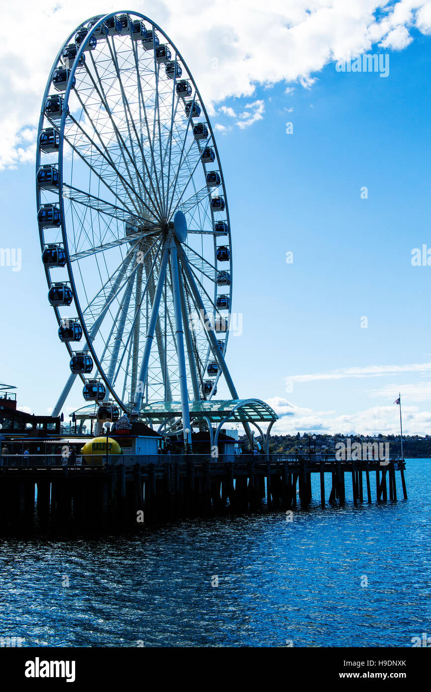 Seattle WA USA Great Wheel Pier 57 Stock Photo - Alamy