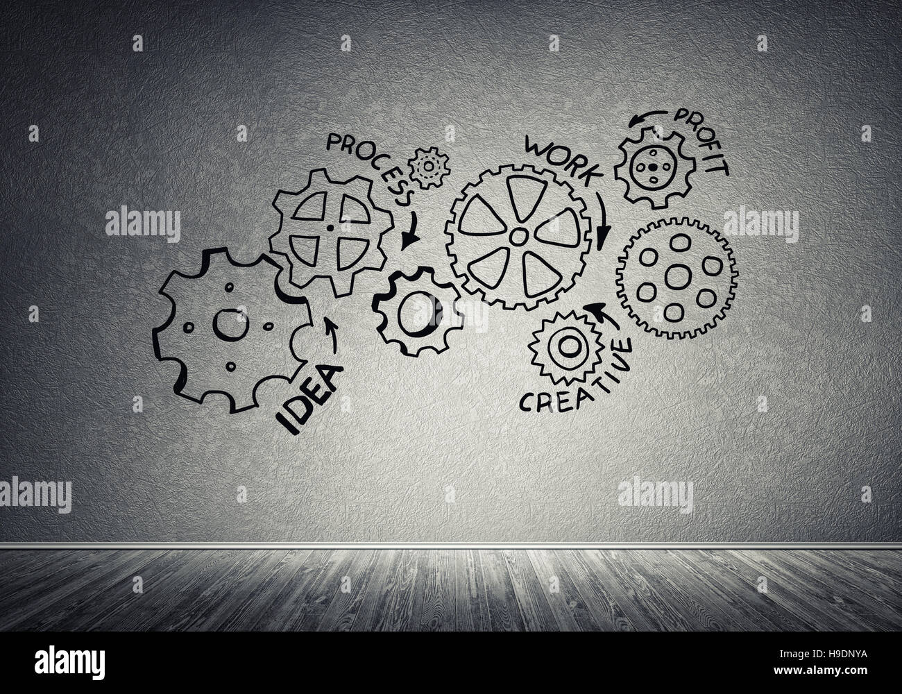 Gear mechanism as teamwork concept Stock Photo - Alamy