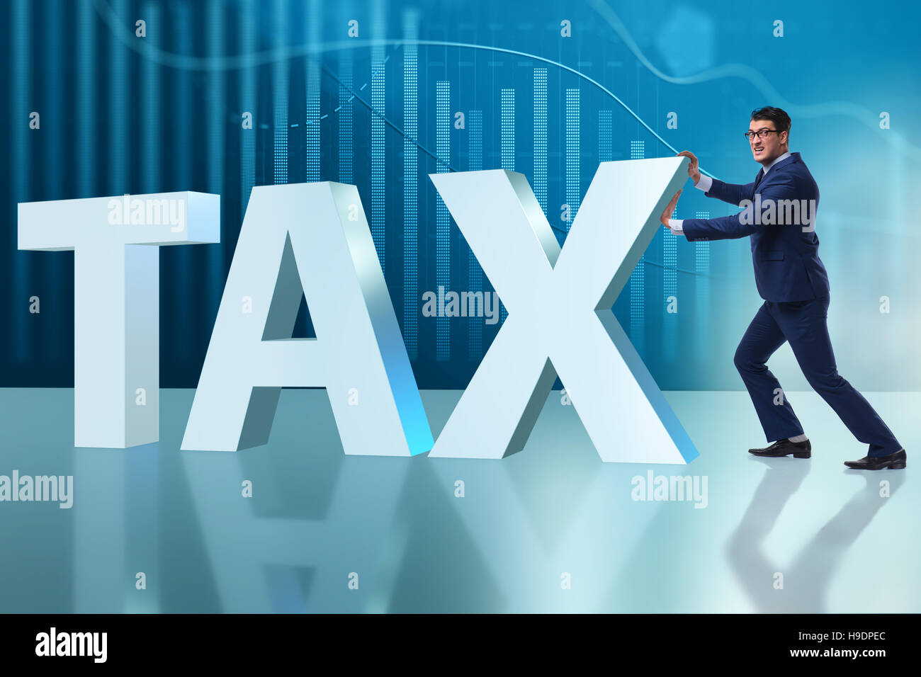 Businessman in high taxes concept Stock Photo - Alamy