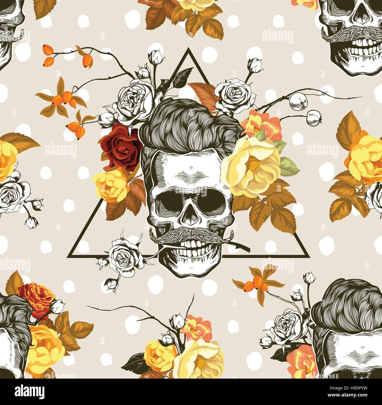 Skull And Flowers Background