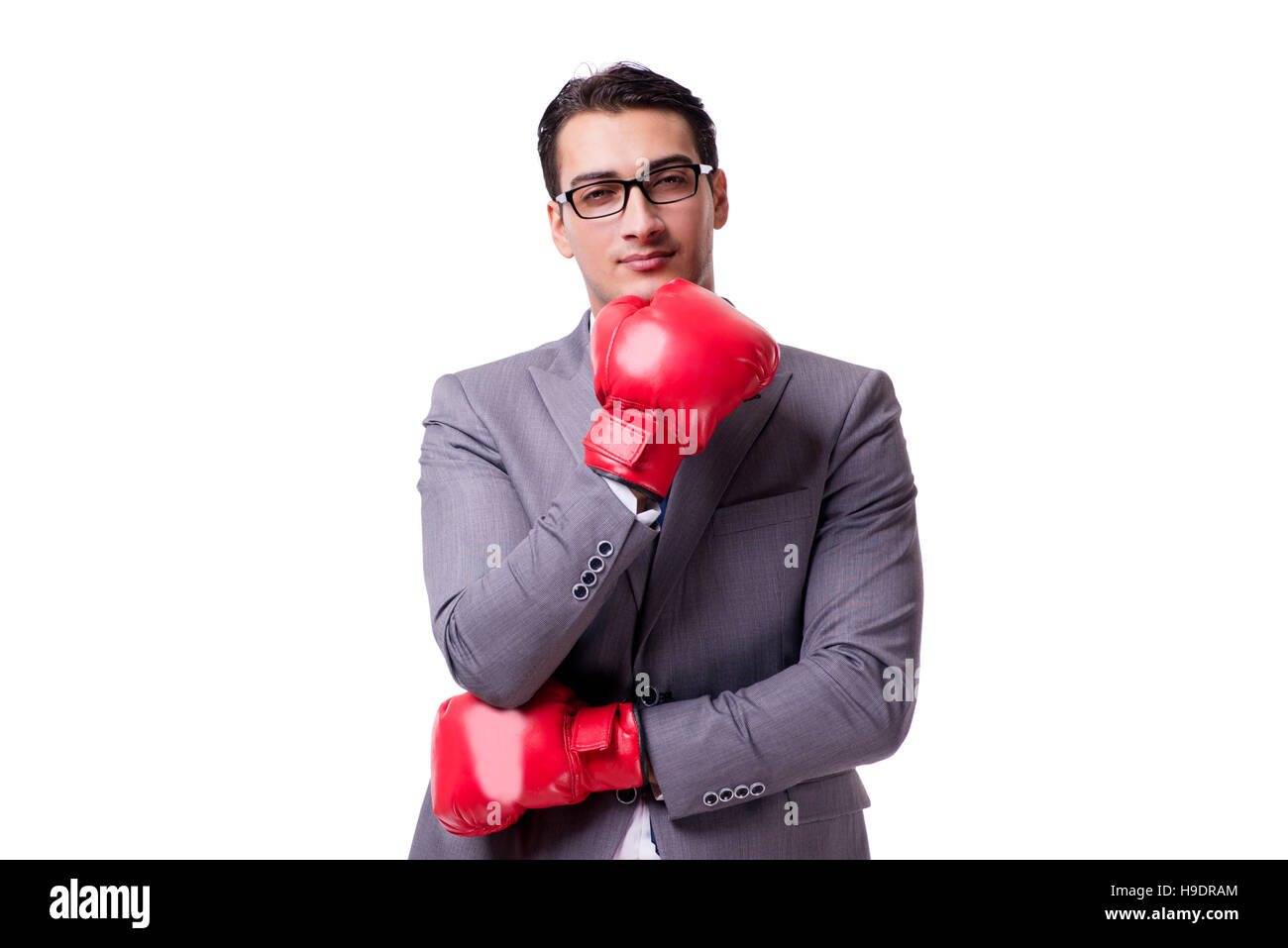 Businessman boxing isolated on the white background Stock Photo - Alamy