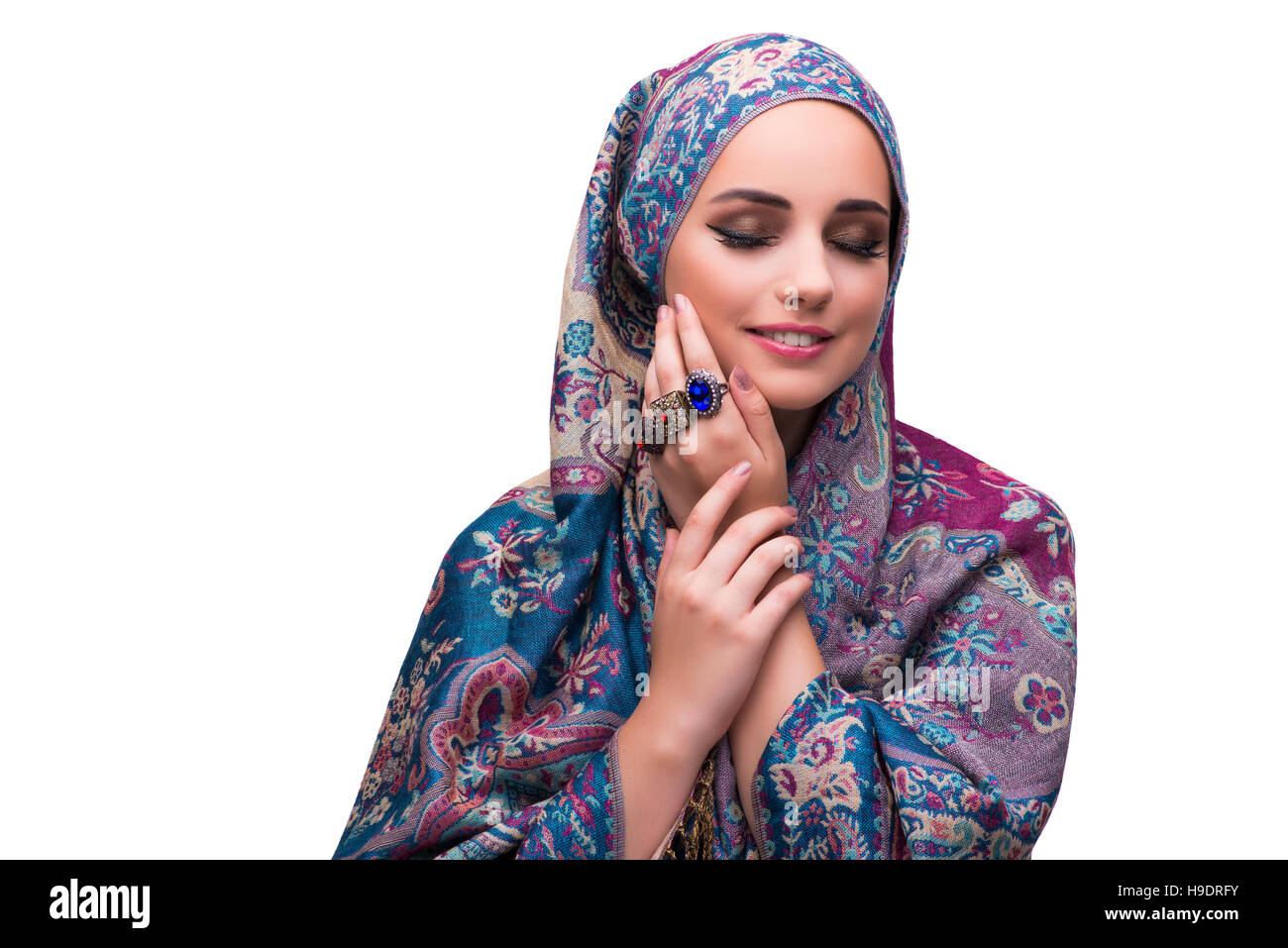 Woman in traditional muslim cover with ring Stock Photo - Alamy