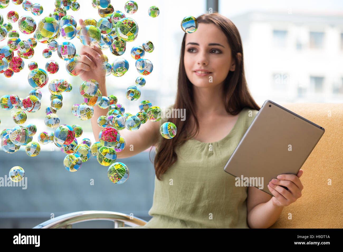 Young girl in social networks concept Stock Photo - Alamy